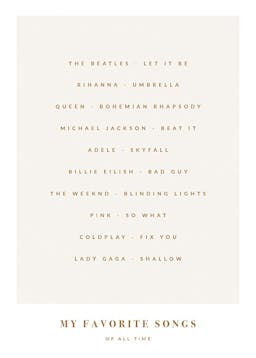 My Favorite Songs Beige Personal Poster
