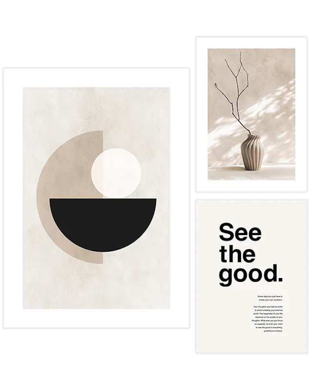 Elegant Beige Trio Poster pack